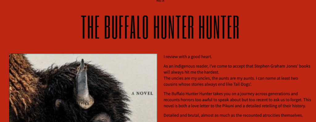 First Buffalo Hunter Hunter review? – Stephen Graham Jones